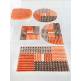 Badematte Grund Badematten Gr. rechteckig (70 cm x 120 cm), 1 St., orange (orange, natur) Gemusterte Badematten