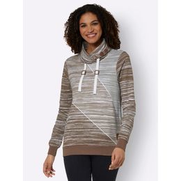Sweatshirt Casual Looks Gr. 54, braun (braun, ecru, bedruckt) Damen Sweatshirts