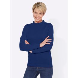 Stehkragenpullover Classic Basics "Pullover" Gr. 54, blau (royalblau) Damen Pullover Rollkragenpullover