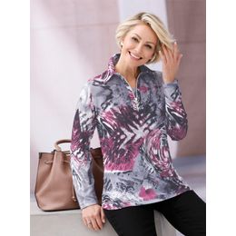 Poloshirt Classic Basics "Winter-Shirt" Gr. 54, rot (bordeau x, grau, bedruckt) Damen Shirts Jersey