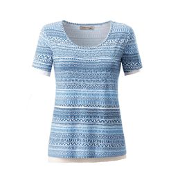 Rundhalsshirt Casual Looks "Shirt" Gr. 54, blau (jeansblau, gemustert) Damen Shirts Jersey