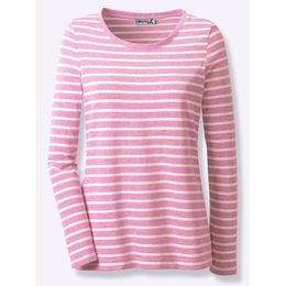 Langarmshirt Casual Looks "Shirt" Gr. 54, rosa (rosé, gestreift) Damen Shirts Jersey