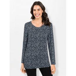 Tunikashirt Inspirationen "Tunikashirt" Gr. 54, blau (marine, taubenblau, bedruckt) Damen Shirts Jersey