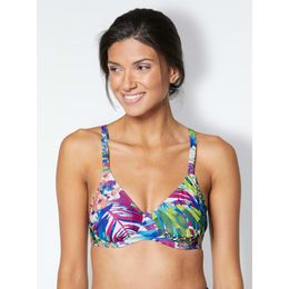 Bügel-Bikini-Top feel good Gr. 50, Cup F, bunt (lagune, gemustert) Damen Bikini-Oberteile Ocean Blue