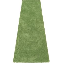 Hochflor-Läufer my home "Microfaser Teppich Magong, besonders weich, sehr feiner Flor" Teppiche Gr. B/L: 80 cm x 500 cm, 25 mm, 1 St., grün Hochflor-Läufer