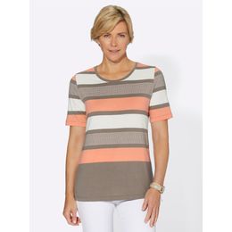 Rundhalsshirt Classic Basics "Shirt" Gr. 50, orange (lachs, geringelt) Damen Shirts Jersey