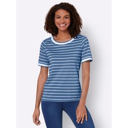 T-Shirt Casual Looks "Shirt" Gr. 54, blau (mittelblau, weiß, geringelt) Damen Shirts Jersey