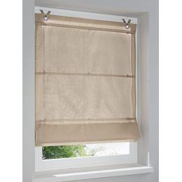 Raffrollo HEINE HOME Raffrollos Gr. 210 cm, Ösen, 80 cm, beige (natur) Raffrollos halbtransparent