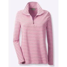 Langarmshirt Casual Looks "Shirt" Gr. 42, rosa (rosé, gestreift) Damen Shirts V-Shirts