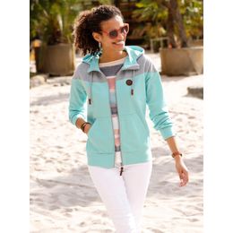 Shirtjacke Casual Looks "Sweatjacke" Gr. 36, grün (mint, hellgrau, meliert) Damen Shirts Jersey