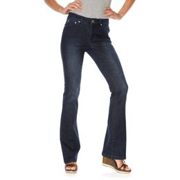 Bootcut-Jeans Heine Gr. 20, Kurzgrößen, blau (dark denim) Damen Jeans Bootcut