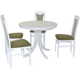 HOFMANN LIVING AND MORE Essgruppe 5tlg. Tischgruppe, (Spar-Set, 5-tlg., 5tlg. Tischgruppe), Stühle montiert, grün|weiß
