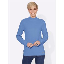 Strickpullover Casual Looks "Pullover" Gr. 52, blau (mittelblau) Damen Pullover Rollkragenpullover