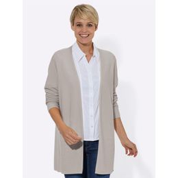 Strickjacke Casual Looks Gr. 42, grau (hellgrau) Damen Strickjacken