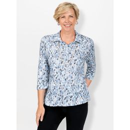 Poloshirt CLASSIC "Poloshirt" Gr. 42, blau (eisblau, steingrau, bedruckt) Damen Shirts Jersey