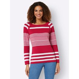 Streifenpullover Casual Looks "Pullover" Gr. 36, rot (erdbeere, weiß, gestreift) Damen Pullover