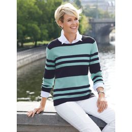 Strickpullover Casual Looks "Rundhals-Pullover" Gr. 36, bunt (marine, mint, gestreift) Damen Pullover