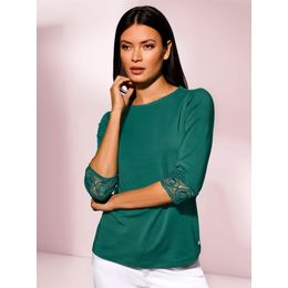 3/4-Arm-Shirt CREATION L PREMIUM "Lyocell-Shirt" Gr. 50, grün (dunkelgrün) Damen Shirts Jersey