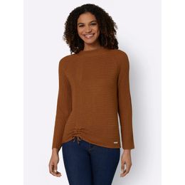 Strickpullover Casual Looks "Pullover" Gr. 42, braun (cognac) Damen Pullover Rollkragenpullover