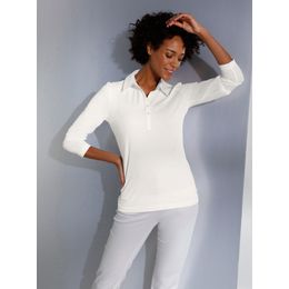 Poloshirt CREATION L PREMIUM "Pima-Baumwoll-Poloshirt" Gr. 42, weiß Damen Shirts Jersey