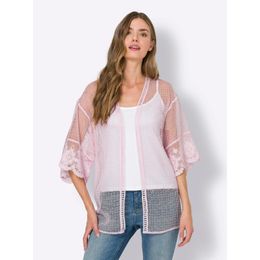 Shirtjacke Heine "Cardigan" Gr. 1, rosa (hellrosé) Damen Shirts Jersey