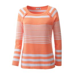 Streifenpullover Casual Looks "Pullover" Gr. 36, orange (lachs, weiß, gestreift) Damen Pullover