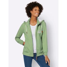 Shirtjacke Casual Looks "Sweatjacke" Gr. 42, grün (eucalyptus) Damen Shirts Jersey