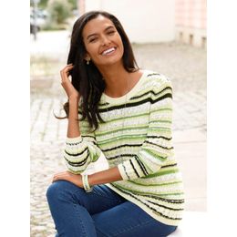 Streifenpullover Casual Looks "Pullover" Gr. 44, grün (apfel, weiß, gestreift) Damen Pullover