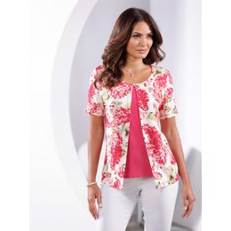 2-in-1-Shirt Lady "2-in-1-Shirt" Gr. 46, pink (fuchsia, ecru, bedruckt) Damen Shirts Jersey