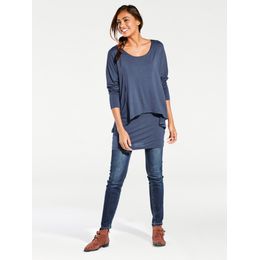 Rundhalsshirt Heine "Rundhals-Shirt" Gr. 38, blau (jeansblau) Damen Shirts Jersey