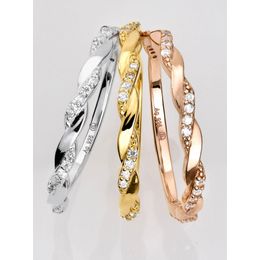 Ring-Set Lady Fingerringe Gr. 17, Silber 925 (Sterlingsilber)-Gold-Metall-Roségold 585-Silber 925 (Sterlingsilber), silberfarben (silber 925) Damen Fingerringe