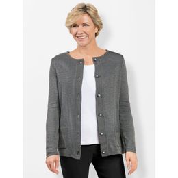 Strickjacke CLASSIC Gr. 52, grau (anthrazit, meliert) Damen Strickjacken