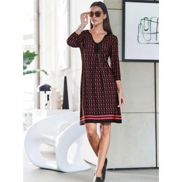 Jerseykleid Heine "Jersey-Kleid" Gr. 40, Normalgrößen, pink (schwarz, magenta, bedruckt) Damen Kleider Freizeitkleider