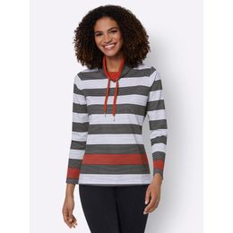 Stehkragenshirt Casual Looks "Shirt" Gr. 50, rot (rostrot, schwarz, geringelt) Damen Shirts Jersey