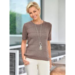 Kurzarmpullover Casual Looks "Pullover" Gr. 44, grau (taupe) Damen Pullover