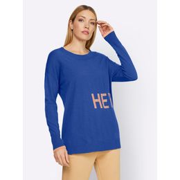 Rundhalspullover Heine "Pullover" Gr. 38, blau (royalblau) Damen Pullover Rundhalspullover