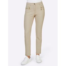 Stretch-Hose Heine Gr. 17, Kurzgrößen, beige (sand) Damen Hosen Stretch-Hosen