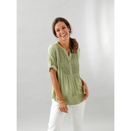 Longbluse Inspirationen Gr. 42, grün (schilf) Damen Blusen 3/4 arm