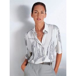 CRÉATION L Druckbluse CREATION L Gr. 38, grau (weiß, grau) Damen Blusen kurzarm Bestseller