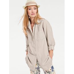 Longbluse Heine Gr. 48, beige (sand) Damen Blusen langarm