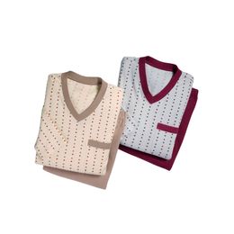 King´S Club Schlafanzug KINGS CLUB Gr. 60/62, bunt (beige, grau, dunkelrot) Herren Homewear-Sets Nachtwäsche