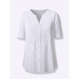 Longbluse Inspirationen Gr. 42, beige (ecru) Damen Blusen 3/4 arm