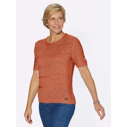 Kurzarmpullover Casual Looks "Pullover" Gr. 44, orange (papaya) Damen Pullover
