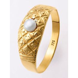 Fingerring Lady Fingerringe Gr. 19, Gold-Metall-Perlen, goldfarben (gelbgold 375) Damen Fingerringe