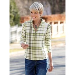 Fleeceshirt Casual Looks "Fleece-Shirt" Gr. 48, grün (schilf, ecru, kariert) Damen Shirts