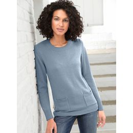 Rundhalspullover Casual Looks "Pullover" Gr. 40, blau (eisblau) Damen Pullover