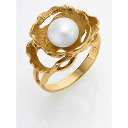 Fingerring Lady Fingerringe Gr. 16, Gold-Metall-Perlen, goldfarben (gelbgold 375) Damen Fingerringe