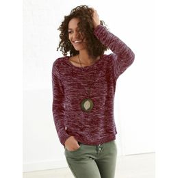 Rundhalspullover Casual Looks "Pullover" Gr. 52, rot (bordeau x, meliert) Damen Pullover Rundhalspullover