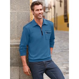Poloshirt "Langarm-Poloshirt" Gr. 48/50, blau (jeansblau) Herren Shirts Langarm