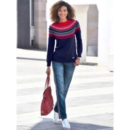 Norwegerpullover Casual Looks "Pullover" Gr. 36, bunt (nachtblau, kirsche, gemustert) Damen Pullover